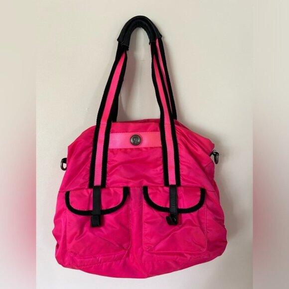 lululemon athletica | Bags | Rare Lululemon Pink Black Gym Laptop Bag ...